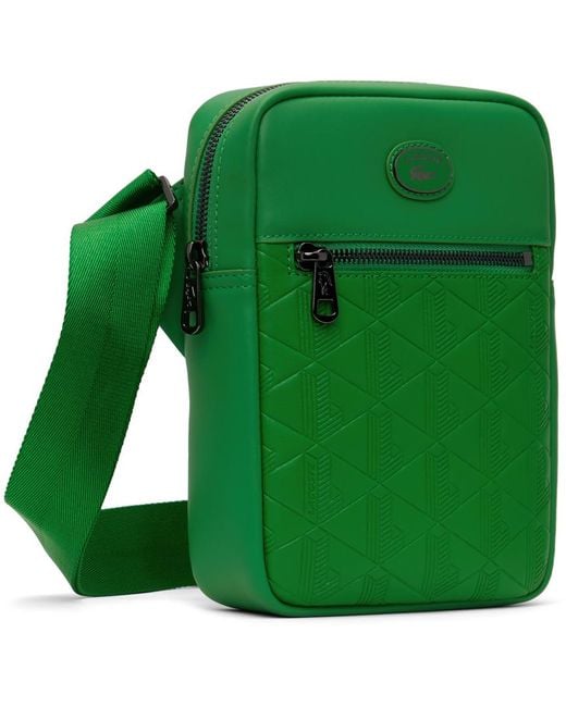 Lacoste Leather Monogram Vertical Bag in Green for Men | Lyst