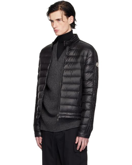 Moncler Jacobus Biker Down Jacket in Black for Men | Lyst