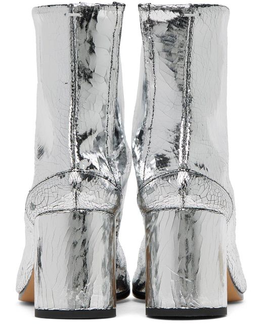 Maison Margiela Silver Broken Mirror Tabi Boots in Metallic Maison Margiela Silver Broken Mirror Tabi Boots in Metallic