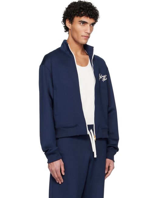 Balmain Printed Signature Track Jacket in Blue for Men | Lyst UK
