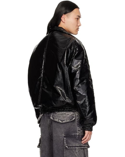Maison Mihara Yasuhiro Fake Enamel Puffer Jacket in Black for Men | Lyst