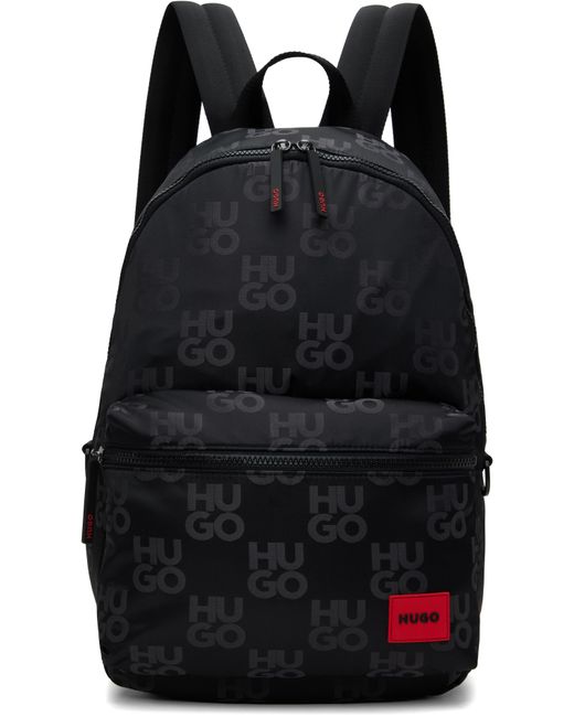 HUGO Logo Pattern Backpack in Black for Men | Lyst