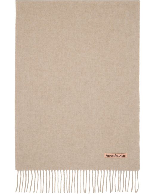 Acne Studios Narrow Fringe Wool Scarf in Natural | Lyst UK