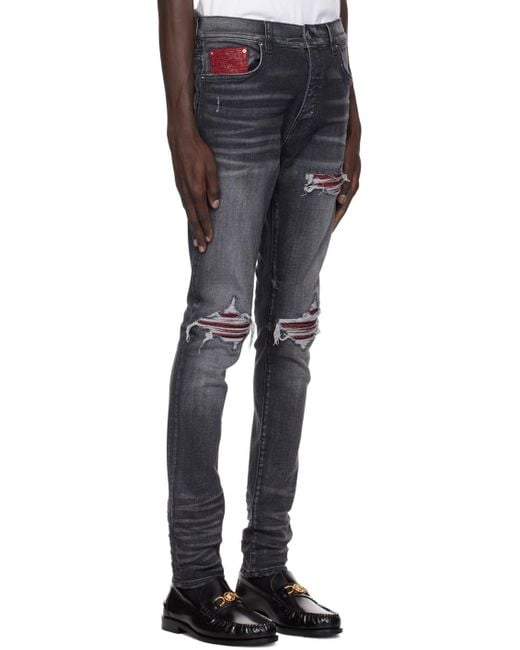 Amiri Stretch Lurex Distressed Quilted Denim Jeans in Black for Men | Lyst