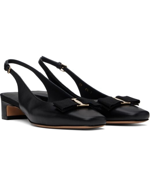 Ferragamo Iconic Bow Slingback Heels in Black | Lyst