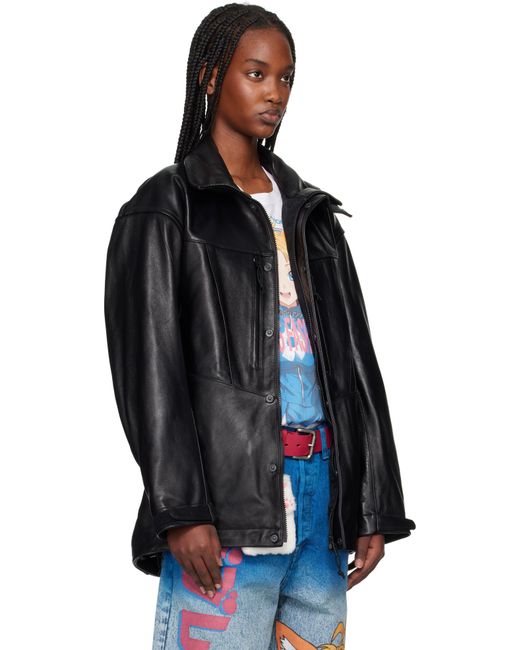 Doublet Mountain Leather Jacket in Black | Lyst