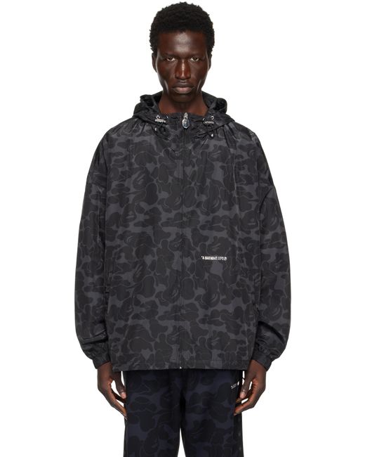 A Bathing Ape Solid Color Hooded Jacket in Black for Men | Lyst