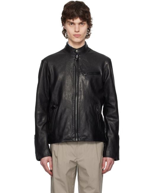 Polo Ralph Lauren Café Racer Leather Jacket in Black for Men | Lyst UK