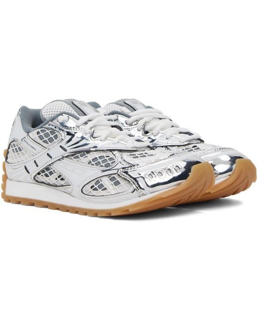 Bottega Veneta Silver & White Orbit Sneakers in Black for Men | Lyst