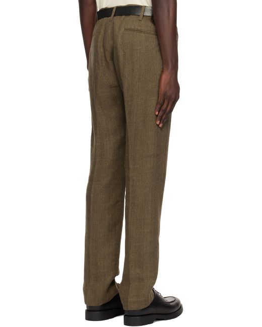 RRL Linen Herringbone Officer'S Trousers in Brown for Men | Lyst