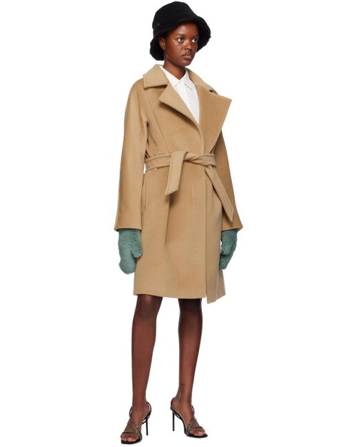 Max Mara Tan Estelle Coat in Black | Lyst