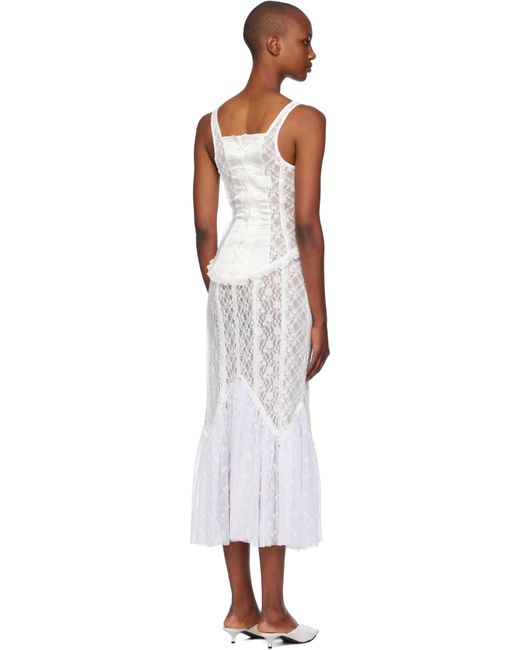 Pushbutton Corset Point Shirring Midi Dress in Black | Lyst