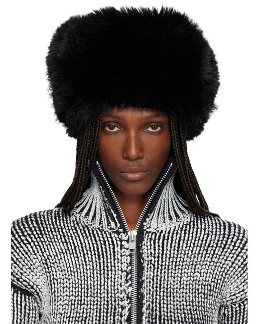VAQUERA Leather & Faux-Fur Trapper Hat in Black | Lyst UK