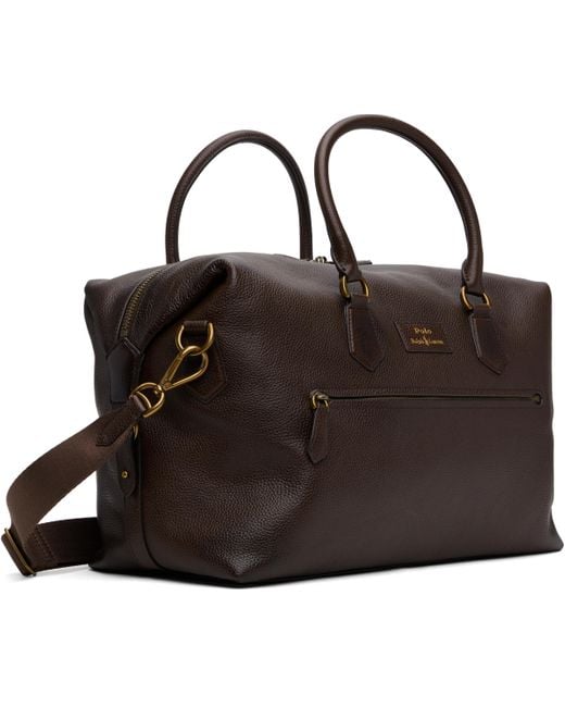 Polo Ralph Lauren Pebbled Leather Duffle Bag in Black for Men | Lyst UK
