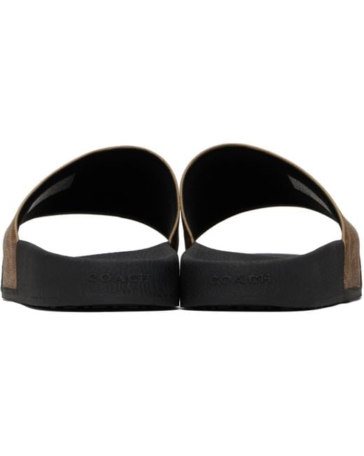 COACH Coated Canvas Pool Slides in Black for Men | Lyst