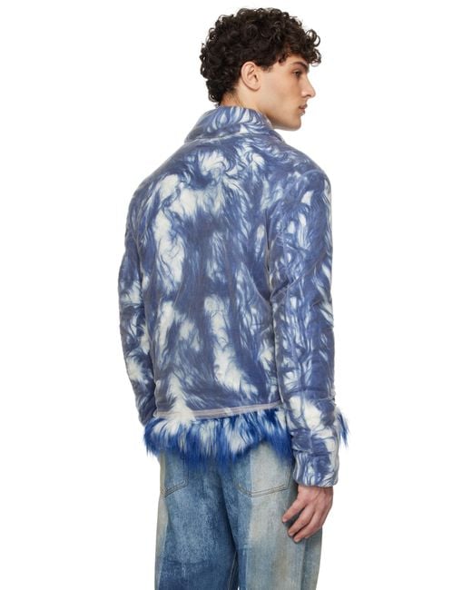 DIESEL W-Woufy Faux-Fur Jacket in Blue for Men | Lyst
