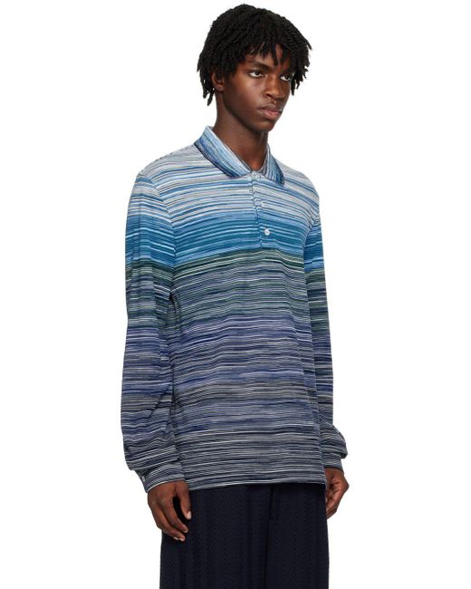 Missoni Blue Striped Polo For Men Lyst