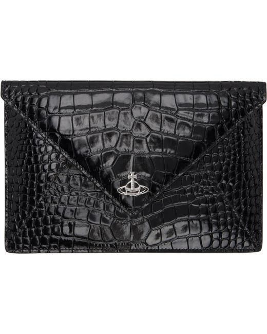 Vivienne Westwood Crocodile Envelope Clutch in Black | Lyst