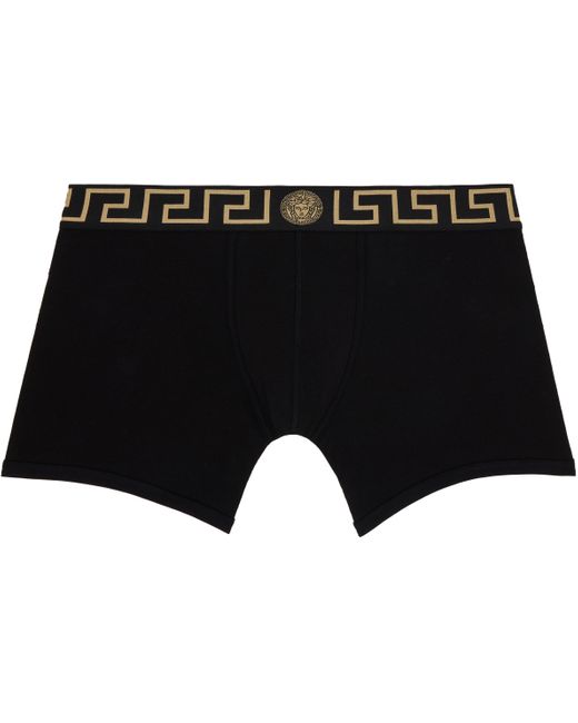 Versace Two-Pack & Greca Border Long Boxer Briefs in Black for Men | Lyst
