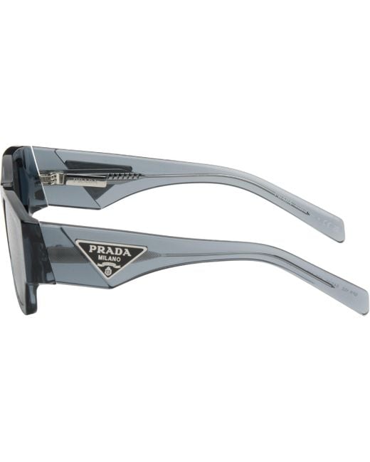 Prada Triangle Logo Sunglasses in Black for Men | Lyst UK