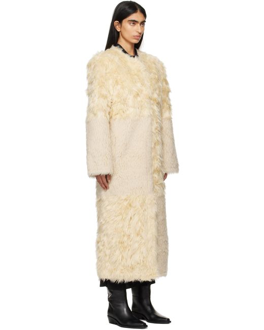 Stand Studio Off- Hilma Faux-fur Coat in Natural | Lyst UK