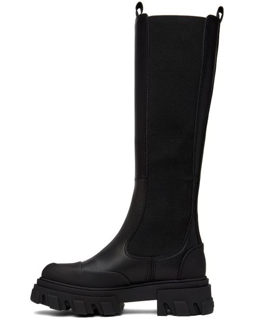 Ganni Stitch Cleated High Chelsea Boots in Black | Lyst