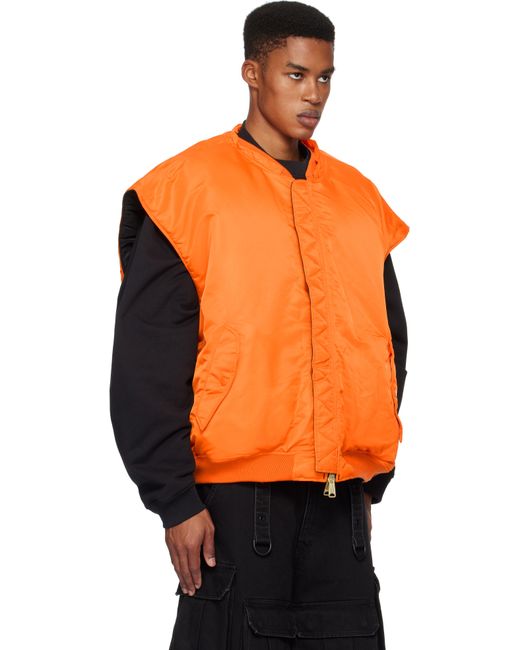 Vetements Logo Reversible Bomber Vest in Black for Men | Lyst