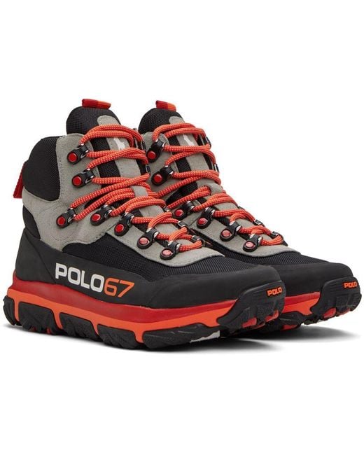 Polo Ralph Lauren Black & Gray Adventure 300 Mid Boots for Men | Lyst