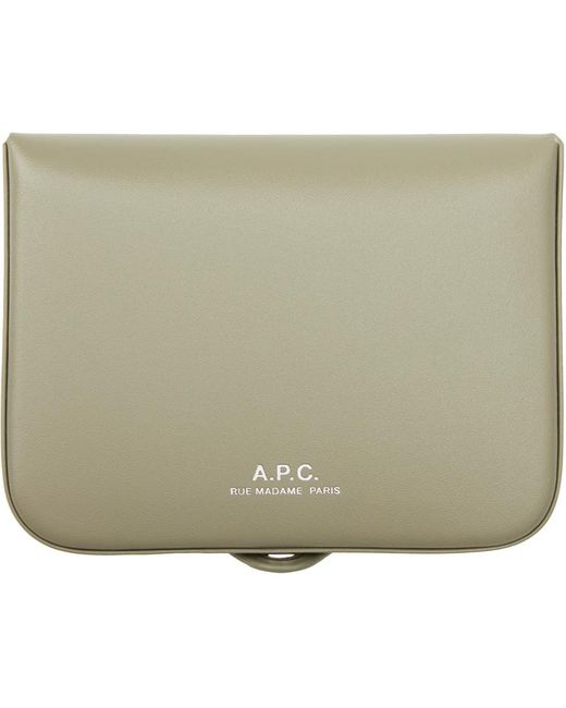A.P.C. Taupe Josh Card Holder in Green for Men | Lyst