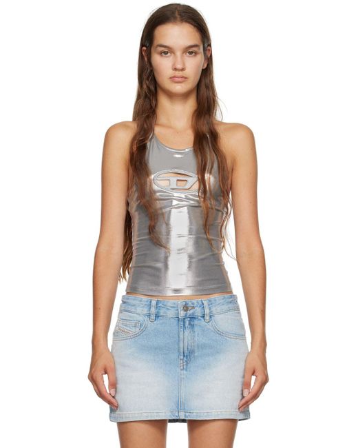 DIESEL Silver T-salila-od Tank Top in Blue | Lyst