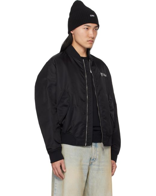 Off-White c/o Virgil Abloh Off- Script Varsity Bomber Jacket in Black ...