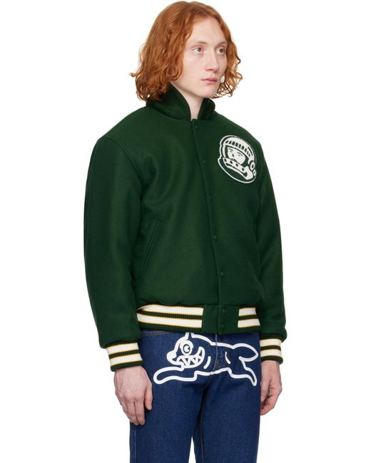 BBCICECREAM Script Logo Varsity Bomber Jacket in Green for Men | Lyst