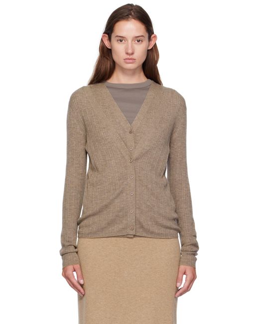 Lisa Yang Taupe Vanna Cardigan in Brown | Lyst UK