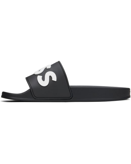 BOSS Raised Logo Pool Slides in Black for Men | Lyst