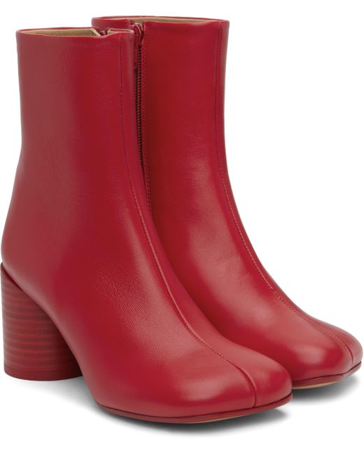 MM6 by Maison Martin Margiela Anatomic Ankle Boots in Red | Lyst