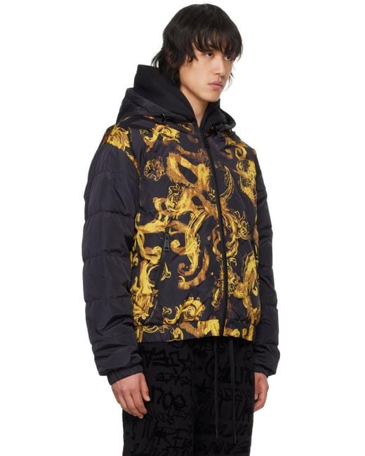 Versace Jeans Couture Black Watercolor Couture Down Jacket for Men | Lyst