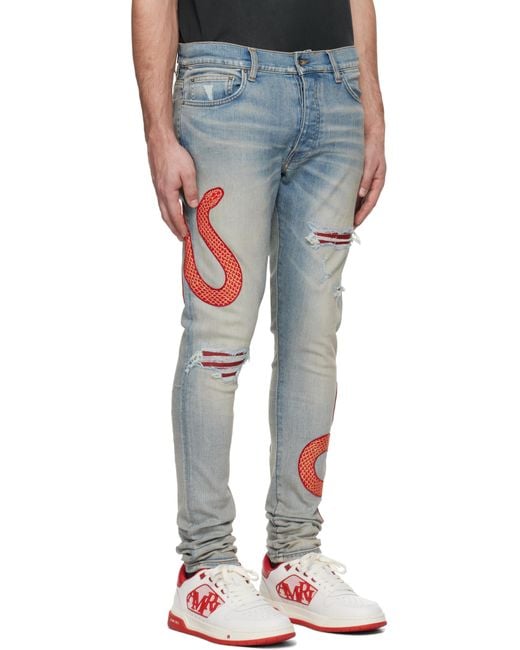 Amiri Xo Snake Jeans in Blue for Men | Lyst