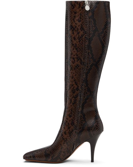 Stella McCartney Square-Toe Snake Knee-High Stiletto Boots in Black | Lyst