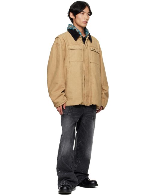 we11done Long Washed Work Jacket in Natural for Men | Lyst UK