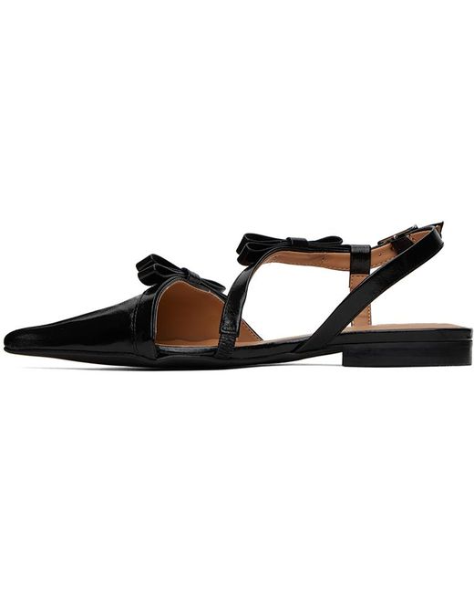 Ganni Black Multi Bow Pointy Cut-out Ballerina Flats | Lyst