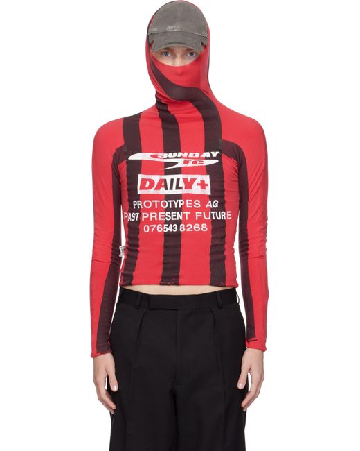 PROTOTYPES Twisted Hood Longsleeve Hoodie in Red for Men | Lyst