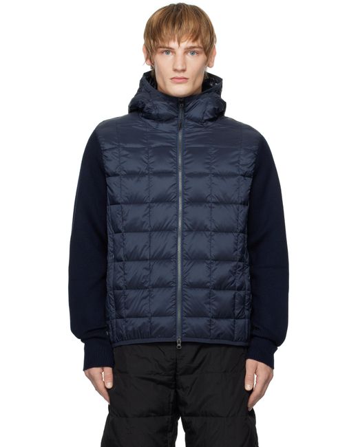 Taion Hood Knit Down Jacket in Blue for Men | Lyst