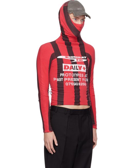 PROTOTYPES Twisted Hood Longsleeve Hoodie in Red for Men | Lyst