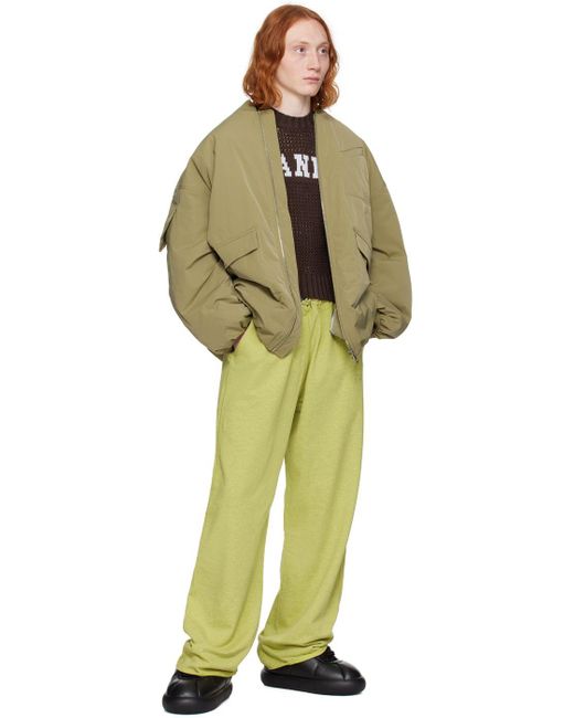 Ganni Khaki Oversized Bomber Jacket in Green for Men | Lyst