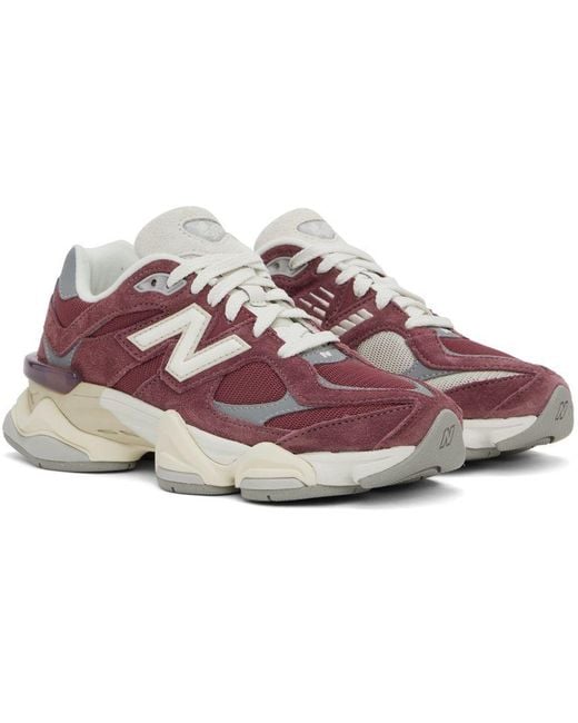 New Balance Burgundy 9060 Sneakers in Black | Lyst