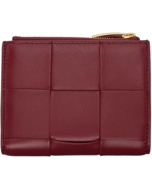 Bottega Veneta Small Cassette Bi-fold Zip Wallet in Red | Lyst UK