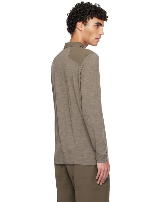 Veilance Taupe Frame Ls Polo in Brown for Men | Lyst UK