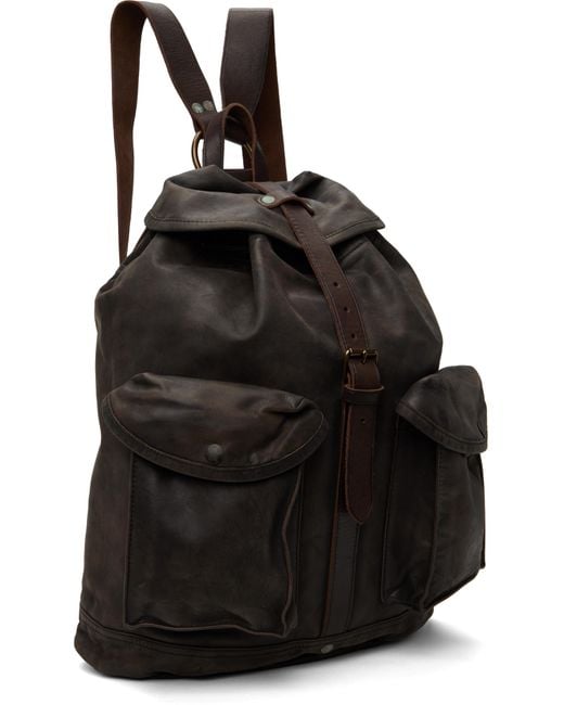 RRL Rucksack Leather Backpack in Black for Men | Lyst