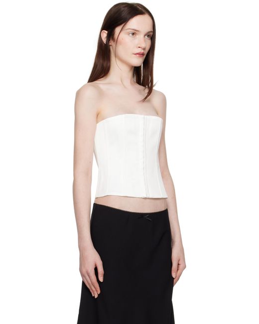 GUIZIO Satin Corset Top in Black | Lyst