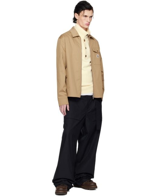 Moncler Tan Cotton Gabardine Zip-Up Jacket in Natural for Men | Lyst